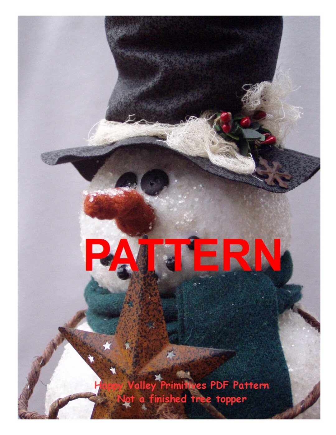Snowman Tree Topper Pattern: Primitive Style (PDF Download) - Etsy