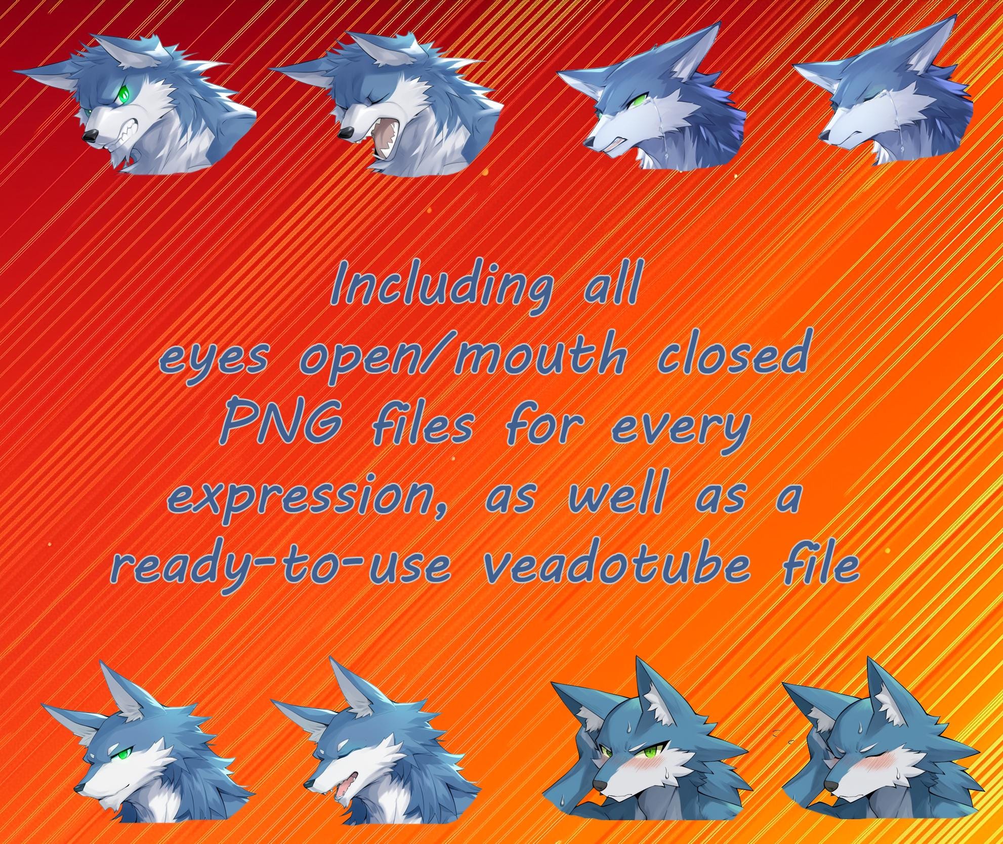 PNG Tuber | Male Wolf Avatar | Wolf-tuber | for Twitch, Fugitech, OBS ...