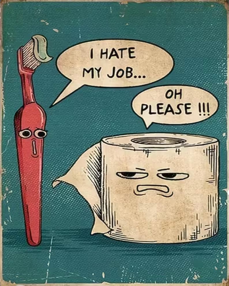 Funny Bathroom Art Print – Toothbrush & Toilet Paper (digital Download ...