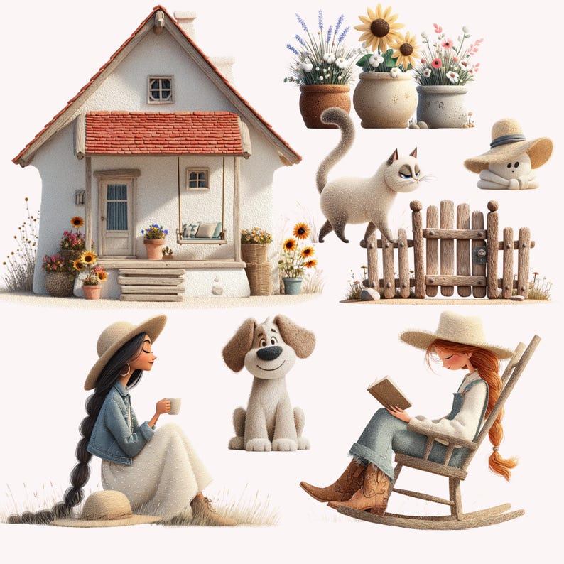 Whimsical Farm Clipart Bundle: Cartoon Animal PNG (commercial Use) - Etsy
