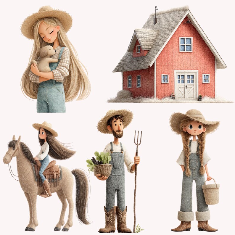Whimsical Farm Clipart Bundle: Cartoon Animal PNG (commercial Use) - Etsy
