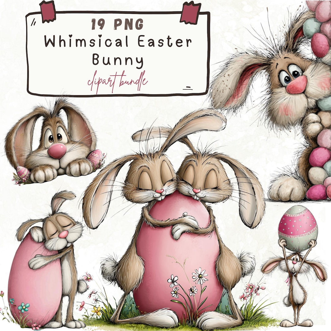 Easter Bunny Clipart Set : Funny Spring Bunny PNG, Spring Nursery ...