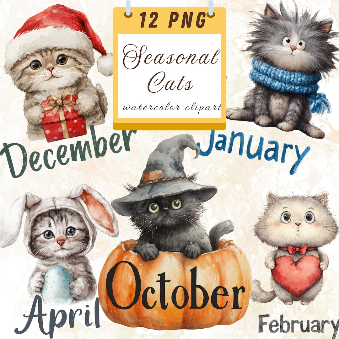 Months of the Year Watercolor Clipart – 12 Months Calendar PNG, Cute ...