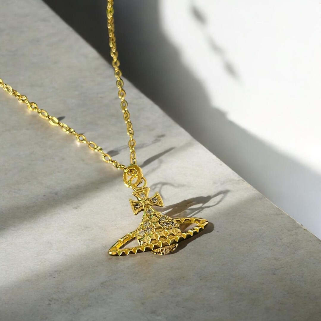 Vivienne Westwood Mini Bas Relief Pendant Necklace (gold/gems) - Etsy