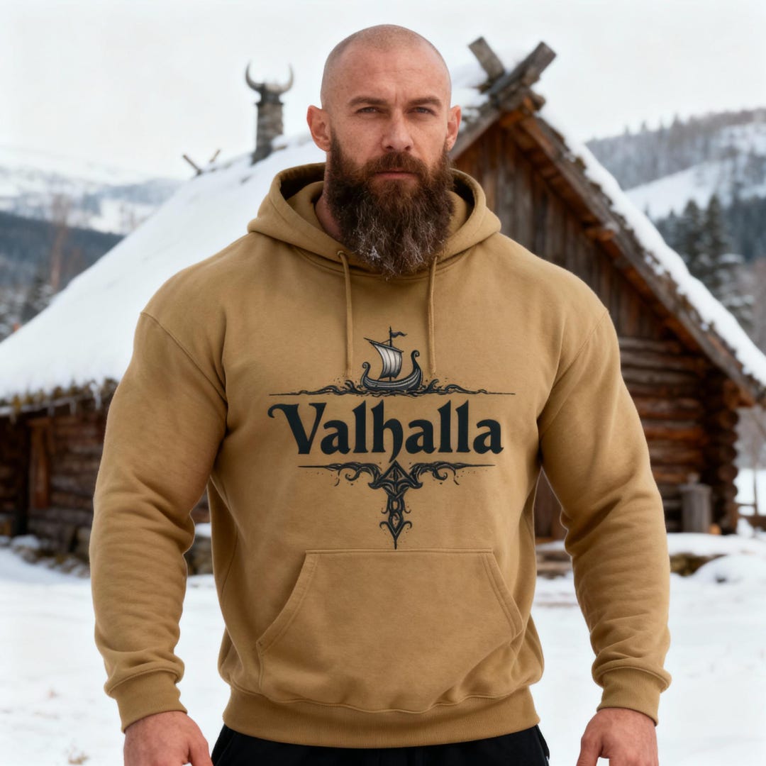 Valhalla Hoodie | Viking Hoodie With Longship Und Nordic Design | Norse ...