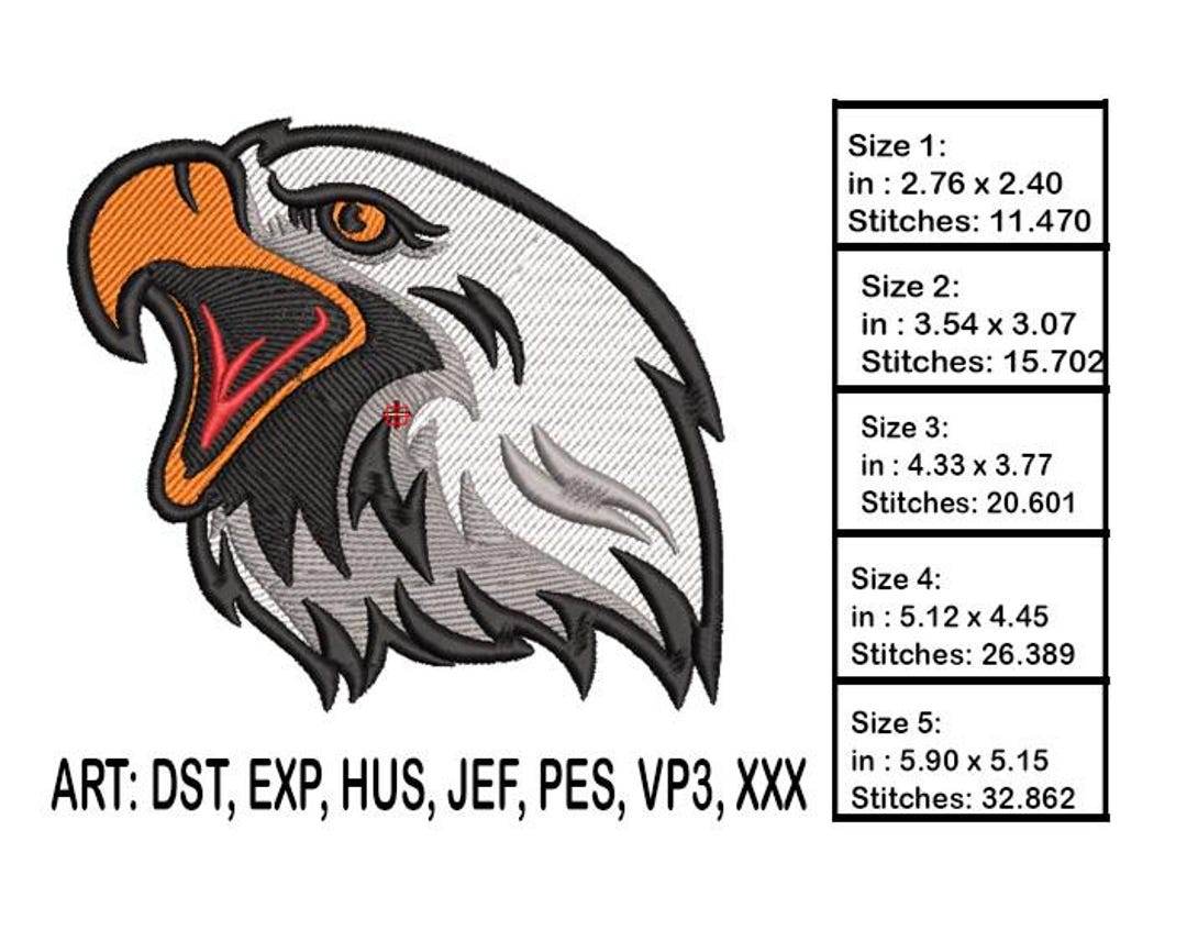 Eagle Embroidery Design Dst, Pes, Exp, Jef, Hus, Vp3, Xxx - Etsy