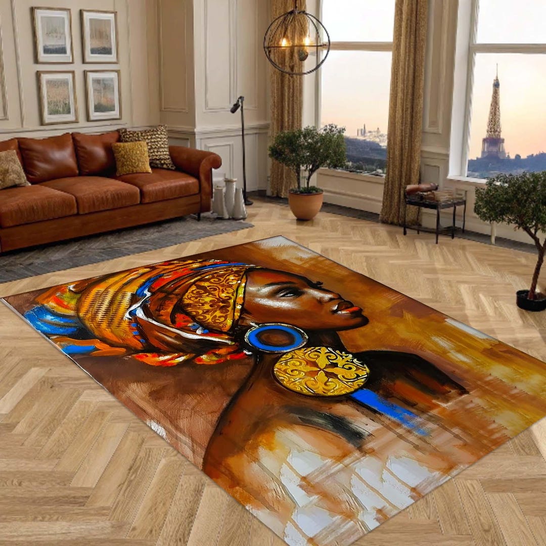Ethnic African Decor for Home, African Woman Rug, Afro Boho Rug ...