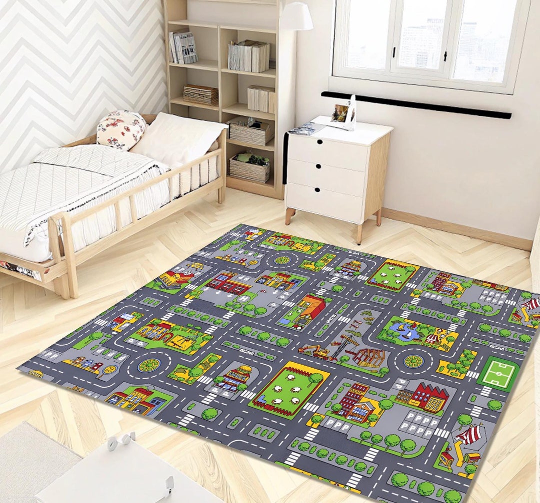 Road Rug, Car Rug, Traffic Rug, Car Racing Rug, Race Track Rug, Play ...