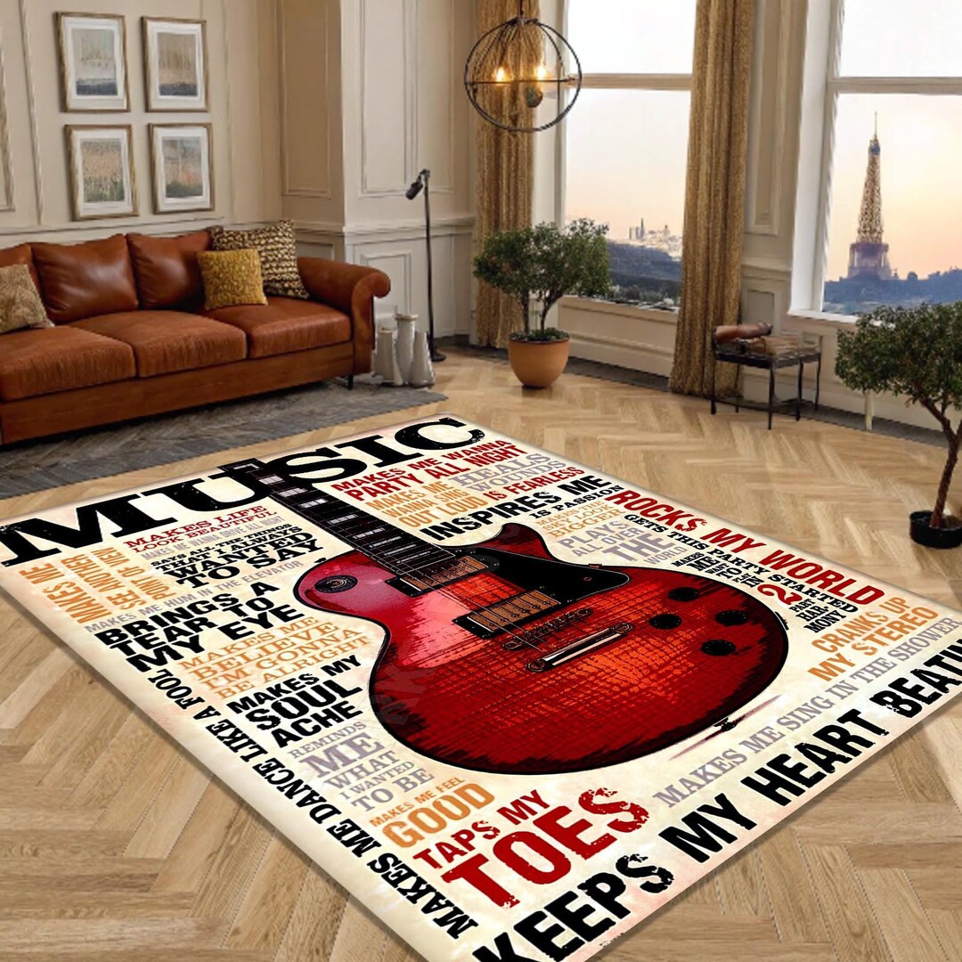 Music Room Rug, Guitar Decor, Guitar Rug, Music Rug, Music Room Decor ...