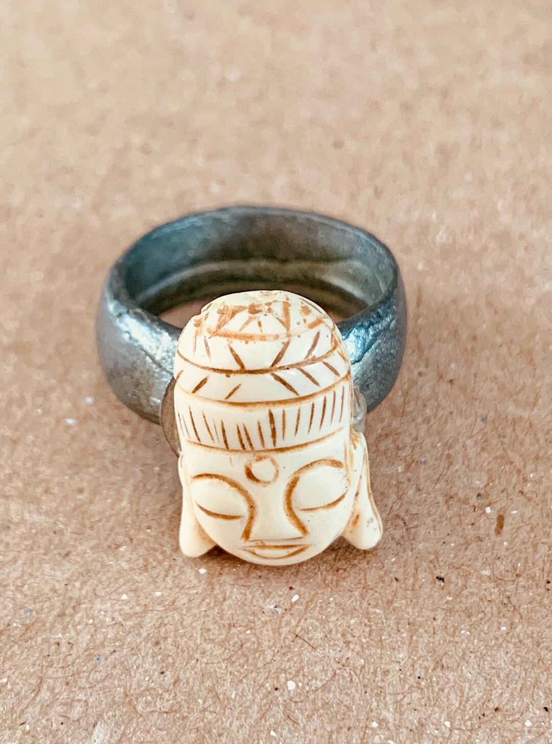 Guanyin and Base Metal Ring One of a Kind Statement Hand Made Chinese ...