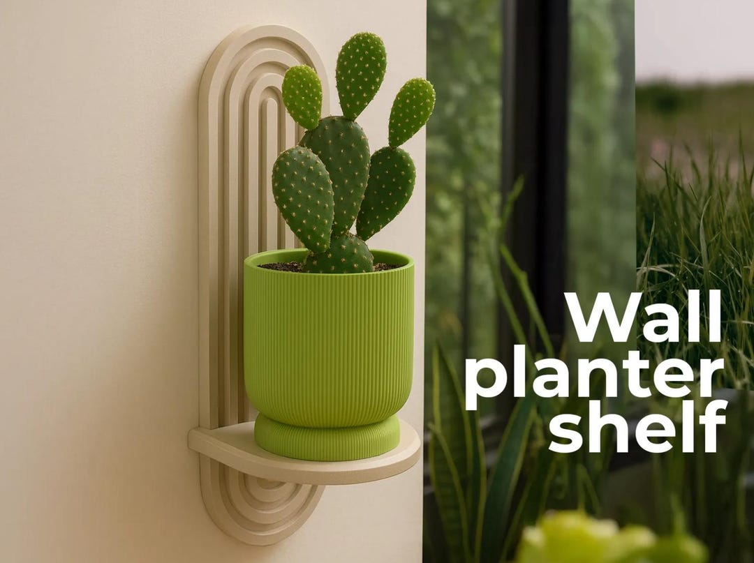 Wall Plant Shelf STL – 3D Printable Minimalist Wall Planter | Modern ...