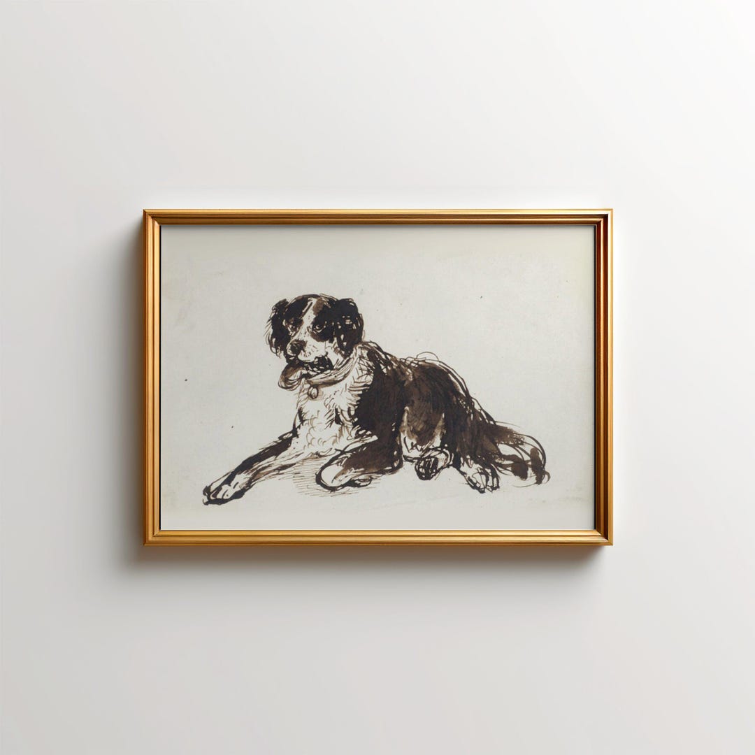 Vintage Dog Art Print, Classic Pet Illustration, Antique Canine Wall ...