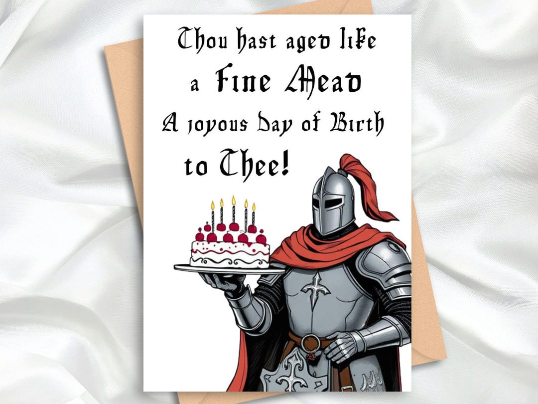 Medieval Knight Birthday Card | Funny Renaissance Knight Party Cake ...