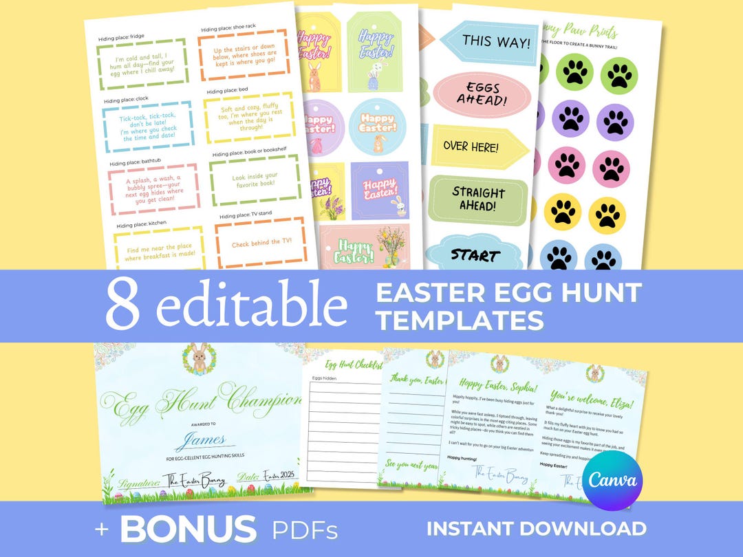 Editable Easter Bunny Egg Hunt Letter Template Bundle for Kids ...