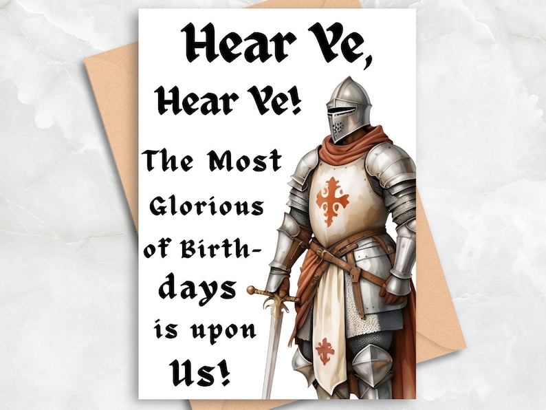 Medieval Knight Birthday Card | Funny Renaissance Party Card | Knight ...
