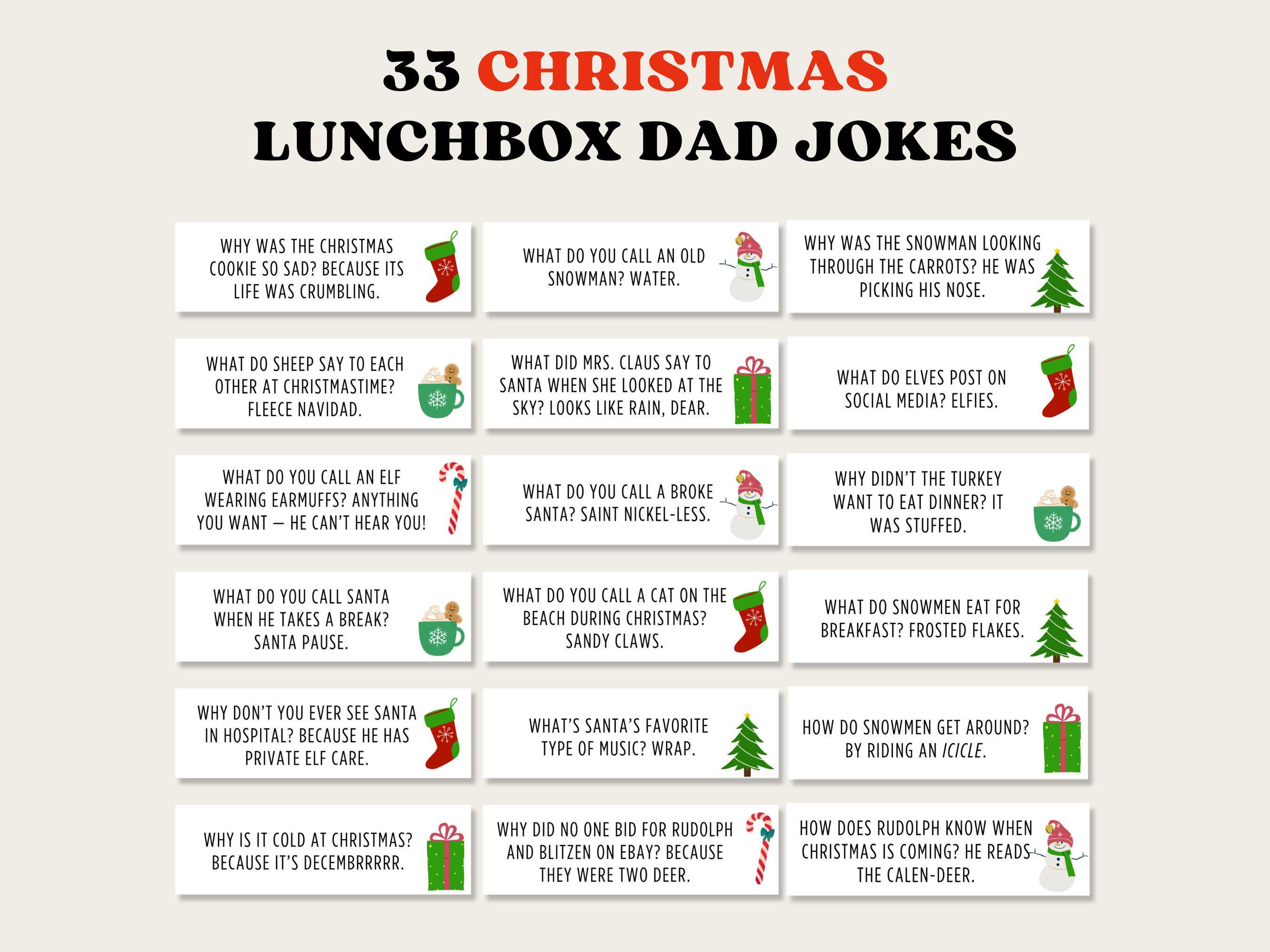 Christmas Lunchbox Jokes | Funny Lunch Box Notes | Dad Joke Lunchbox ...
