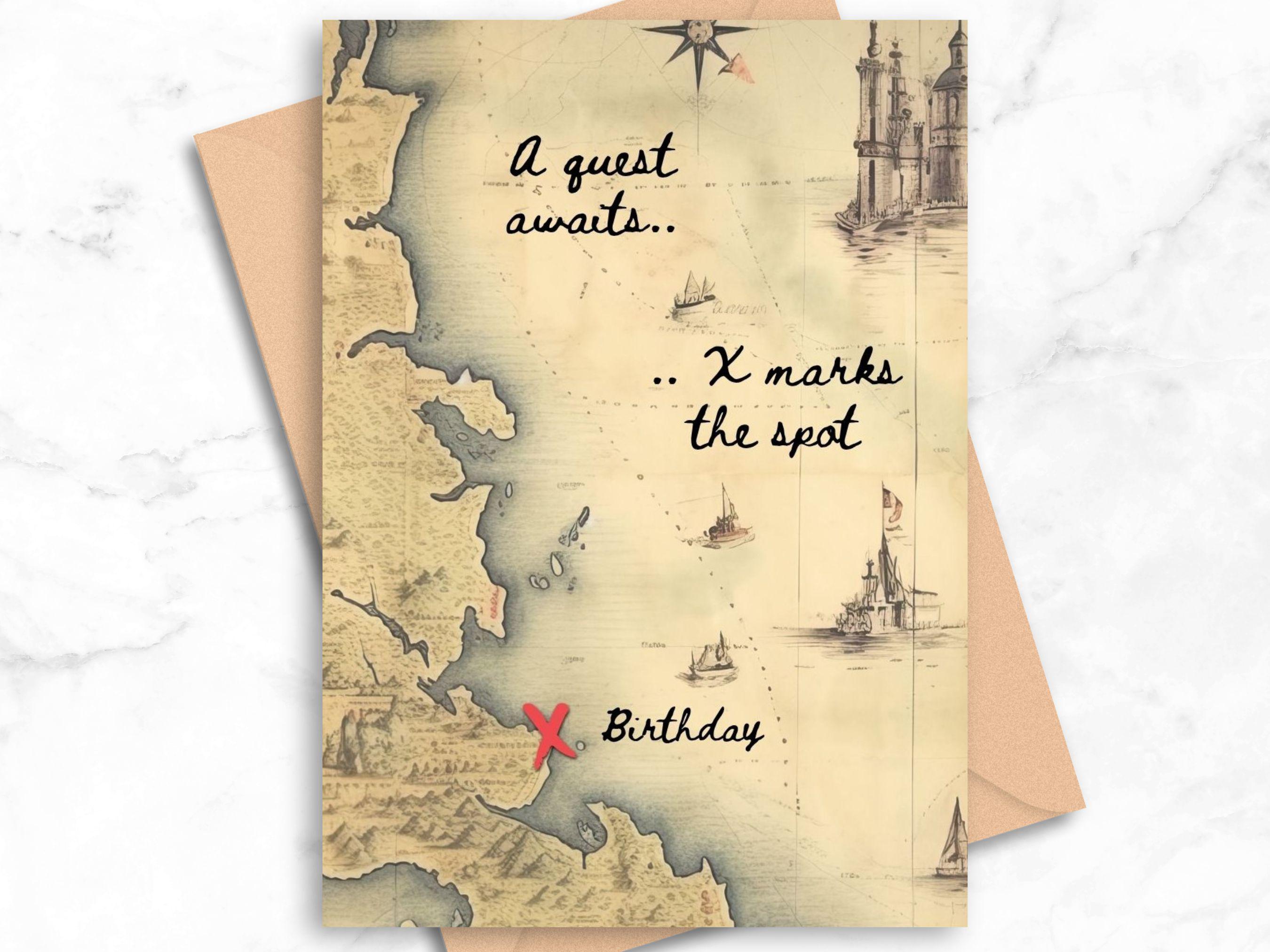 Medieval Birthday Card | Renaissance Treasure Map Birthday Greeting ...