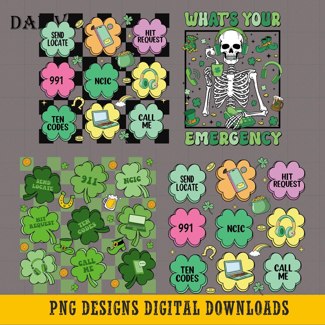 Dispatcher Shamrock St Patricks Day Png Bundle, Dispatcher St. Patrick ...