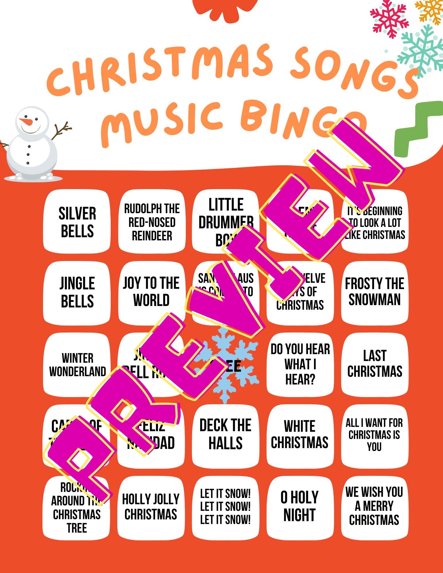 Christmas Song Music BINGO Game - Full Set of 30 - Holiday Festival ...
