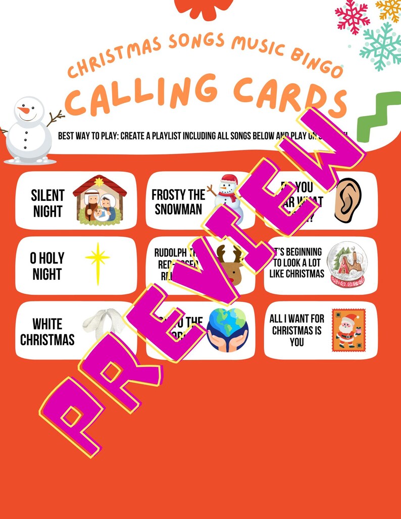 Christmas Song Music BINGO Game - Full Set of 30 - Holiday Festival ...