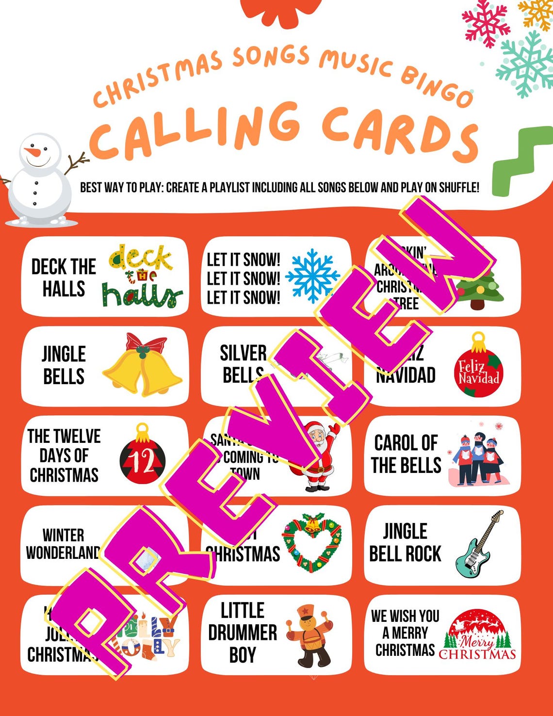 Christmas Song Music BINGO Game - Full Set of 30 - Holiday Festival ...