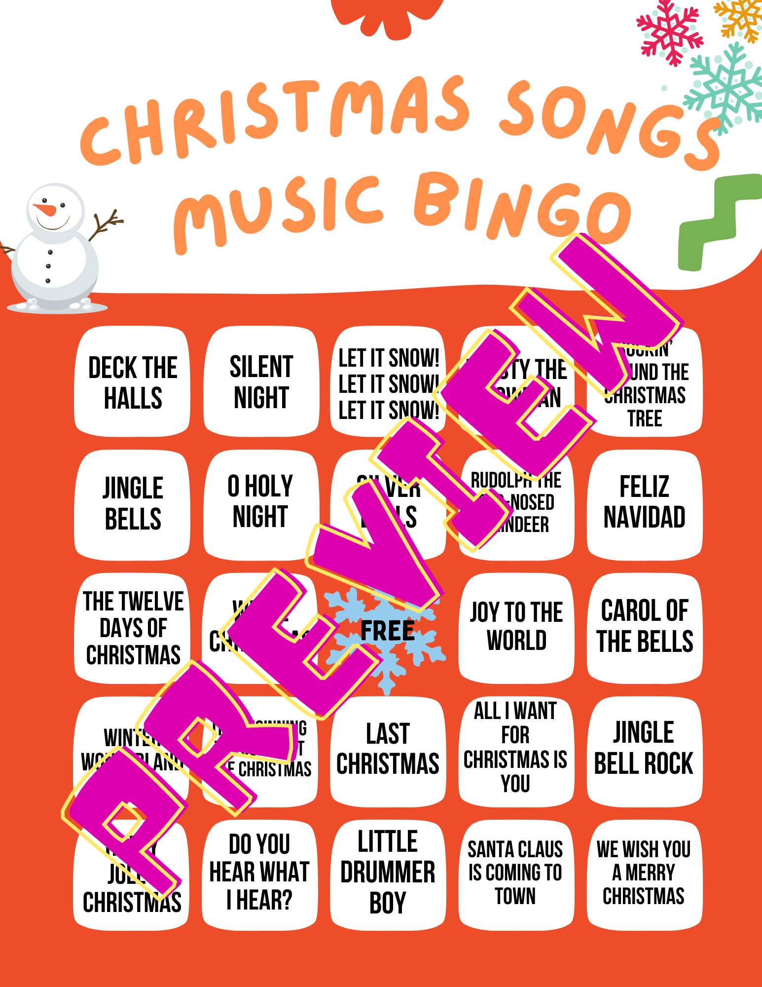 Christmas Song Music BINGO Game - Full Set of 30 - Holiday Festival ...