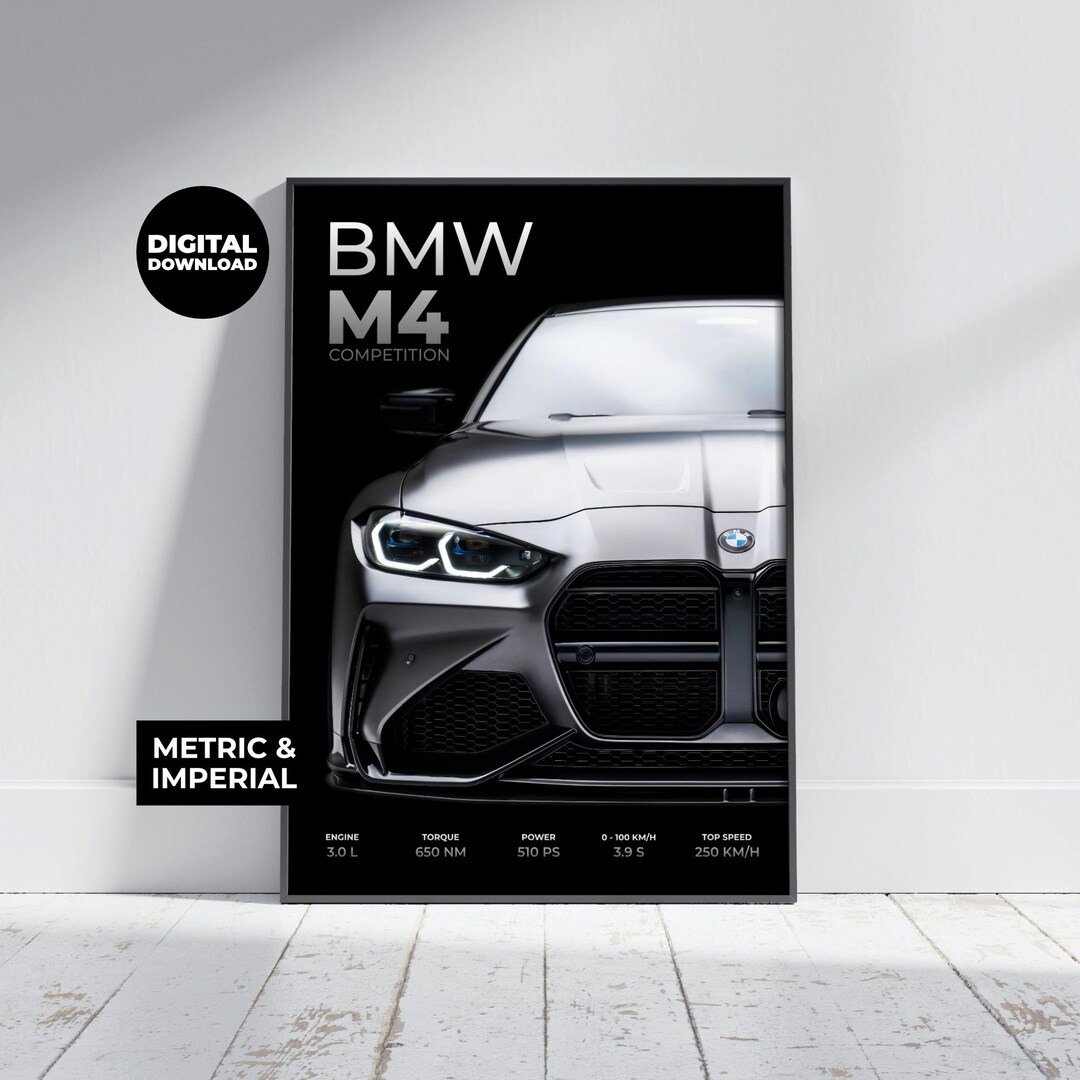 BMW M4 Competition G82 Poster, Car Poster for Home Decor, Digital ...