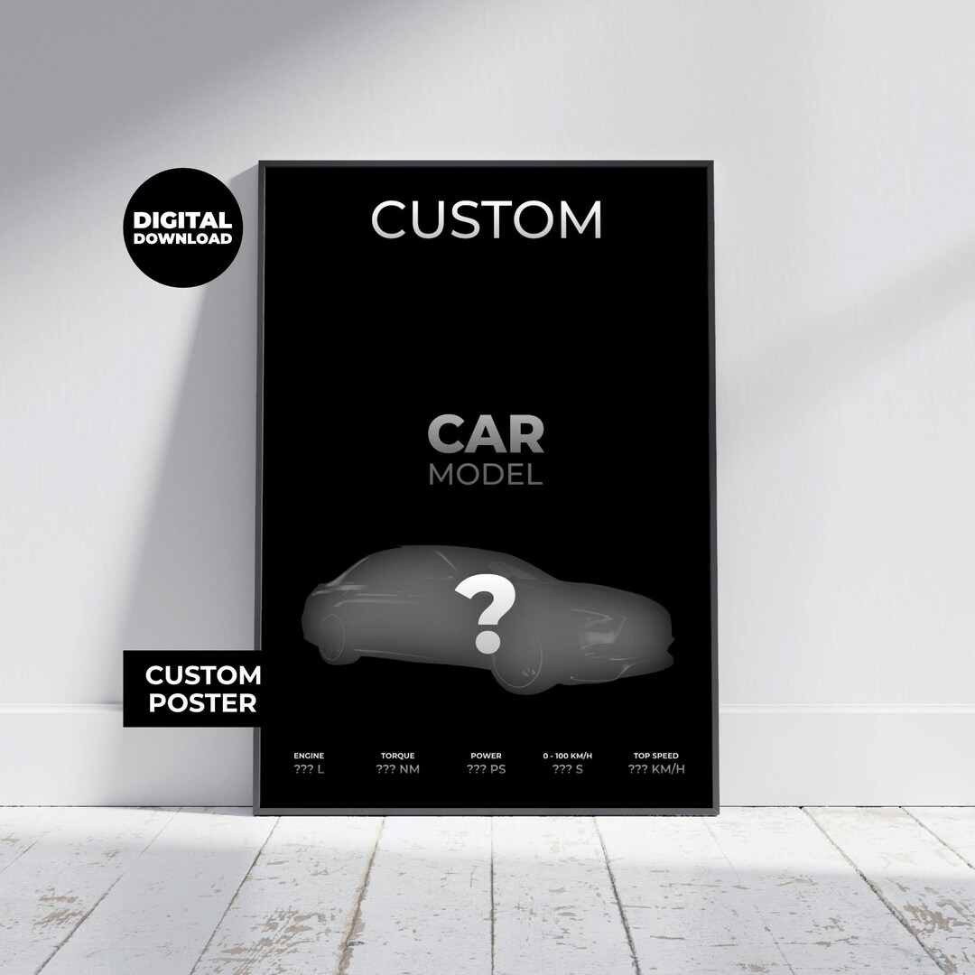Custom Car Poster, Full View Car Poster for Home Decor, Digital ...