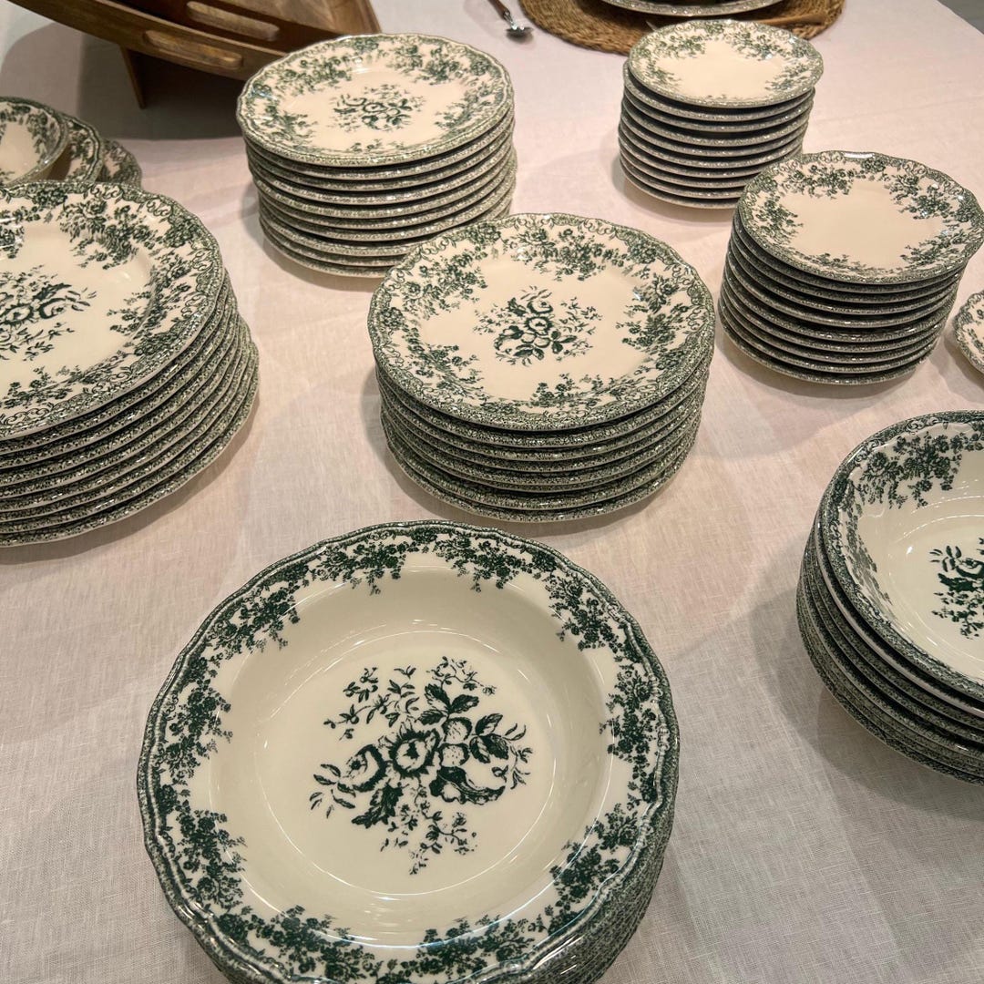 Vintage Porcelain, Dinnerware Set, Floral Pattern, Antique Style ...