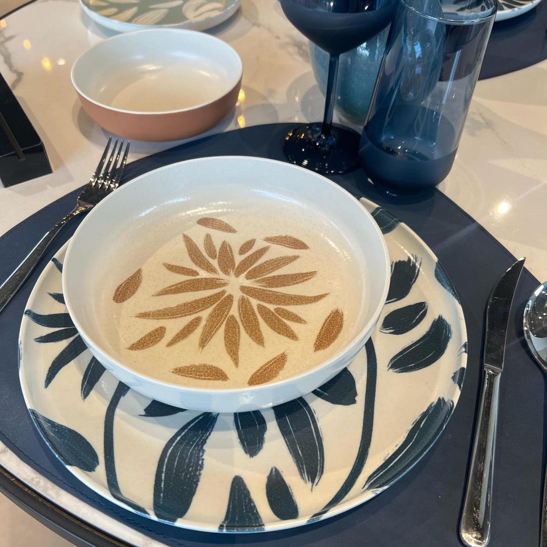 Artistic Porcelain Dinnerware Set | Leaf Pattern Plates and Bowls ...