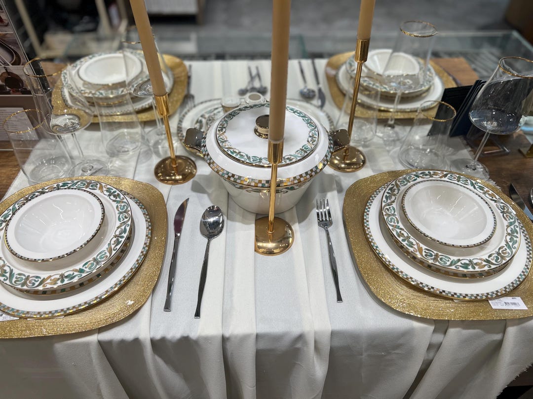 Porcelain Dinnerware Set – 60 Piece Classic Patterned Plates and Bowls ...