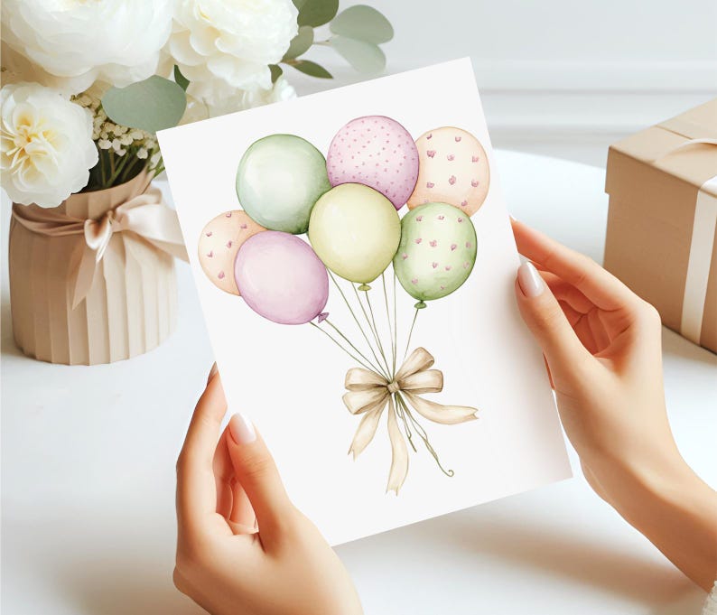 45 Watercolor Birthday Party Clipart Set | Green & Pink Kids Party PNG ...