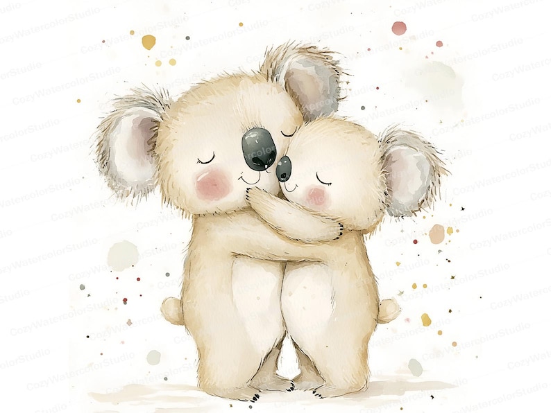 10 Watercolor Koala Clipart Set - Cute Baby Animals in Pastel Tones ...