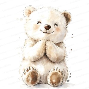 10 Cute Bear Watercolor Clipart – Adorable Animal Illustration for Baby ...