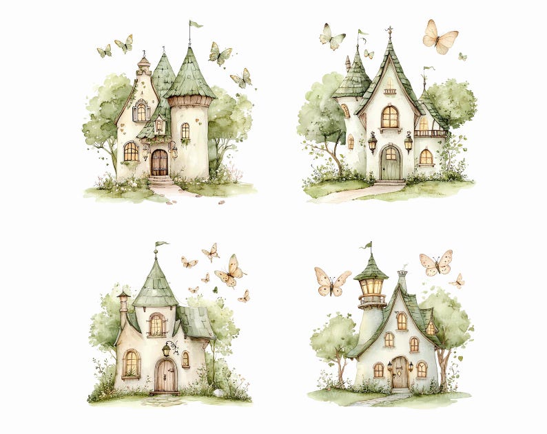 Fairytale Cottage Clipart: Magical Storybook Houses (digital Download ...