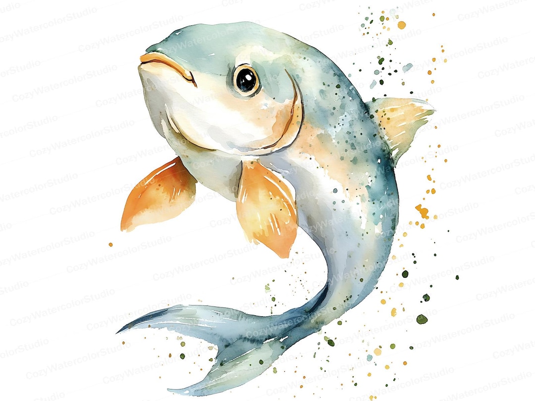 10 Watercolor Fish Illustration | Hand Painted Sea Life Clipart | Cute ...