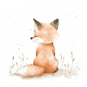 Watercolor Fox Clipart | Cute Woodland Animal Art | Digital Download ...
