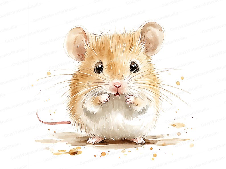 10 Adorable Mouse Watercolor Clipart – Cute Animal Art for Baby Shower ...
