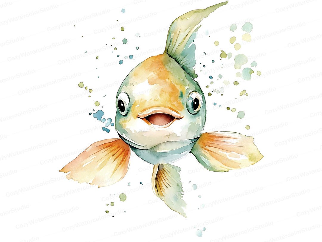 10 Watercolor Fish Clipart Set Hand Painted Cute Sea Animals ...