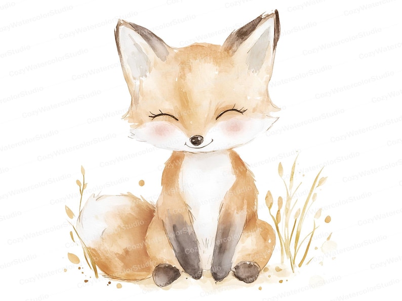 10 Cute Fox Clipart – Watercolor Woodland Animal Illustration for ...