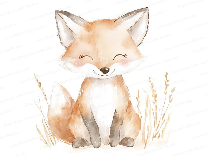 10 Cute Fox Clipart – Watercolor Woodland Animal Illustration for ...