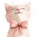 Watercolor Kitten Clipart: Smiling Cat With Pink Bow (JPG) - Etsy