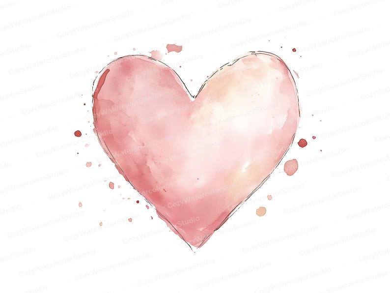 Watercolor Heart Clipart: Romantic Pink Art (instant Download) - Etsy