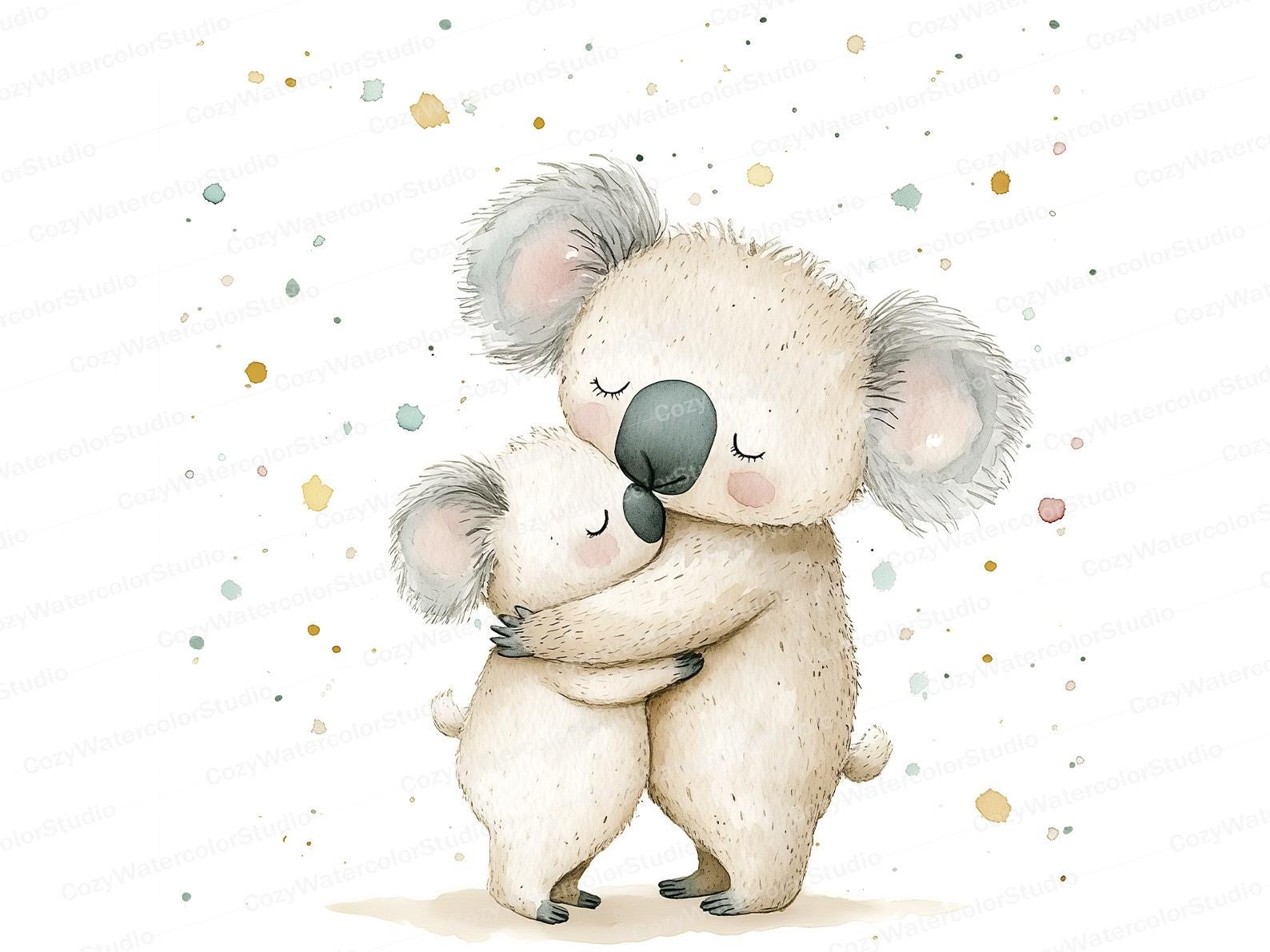 10 Watercolor Koala Clipart Set - Cute Baby Animals in Pastel Tones ...