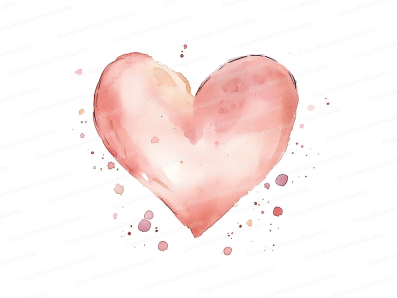 Watercolor Heart Clipart: Romantic Pink Art (instant Download) - Etsy