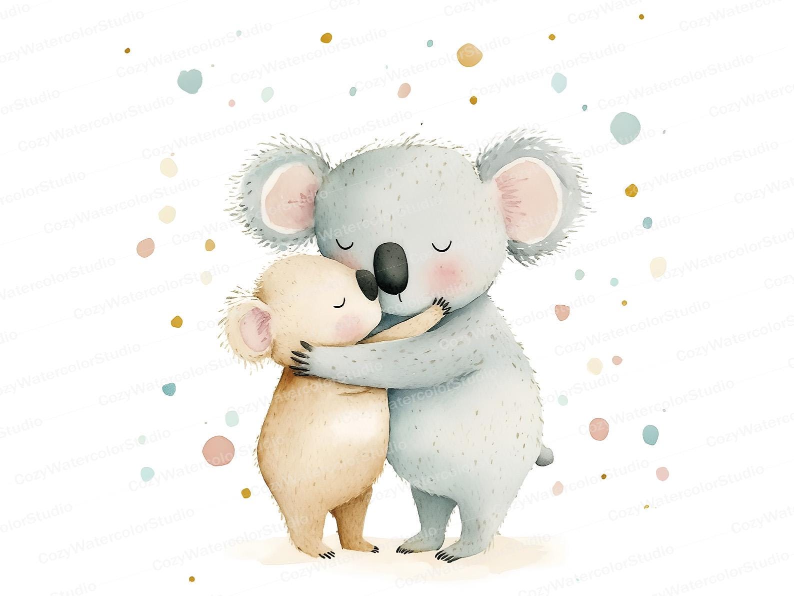 10 Watercolor Koala Clipart Set - Cute Baby Animals in Pastel Tones ...