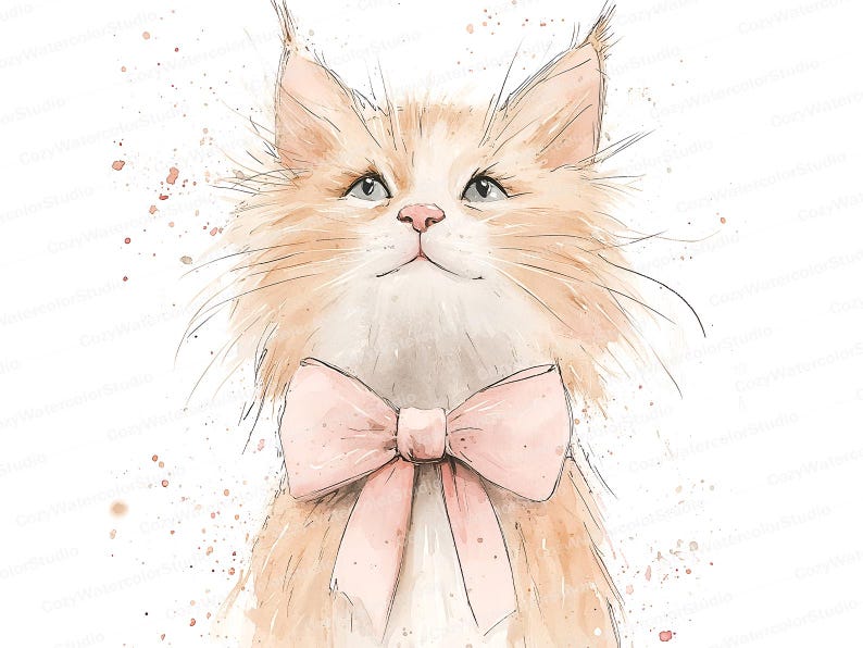 10 Adorable Cat Clipart With Pink Bow - Perfect for Nursery Decor ...