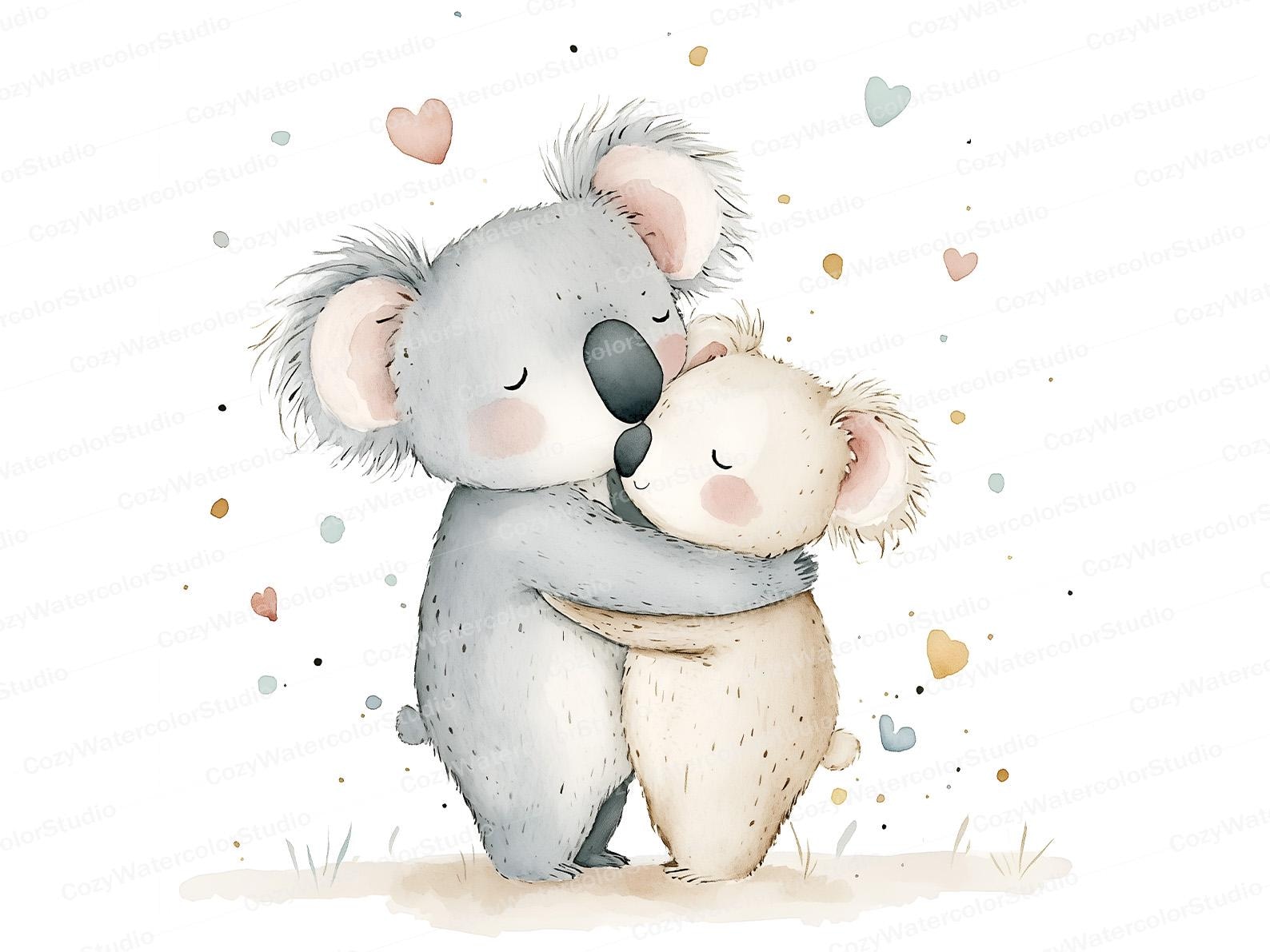 10 Watercolor Koala Clipart Set - Cute Baby Animals in Pastel Tones ...