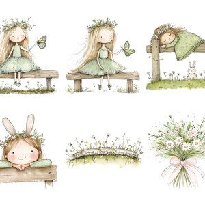 Garden Girl Watercolor Clipart: Cottage Spring PNG JPG (35 Piece) - Etsy