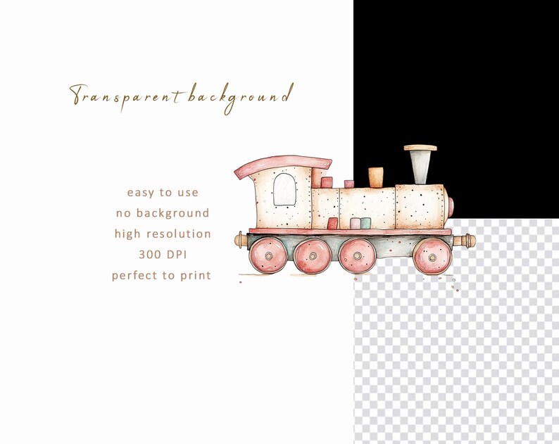 Pastel Train Clipart: Vintage Railway Illustrations (PNG JPG Digital ...
